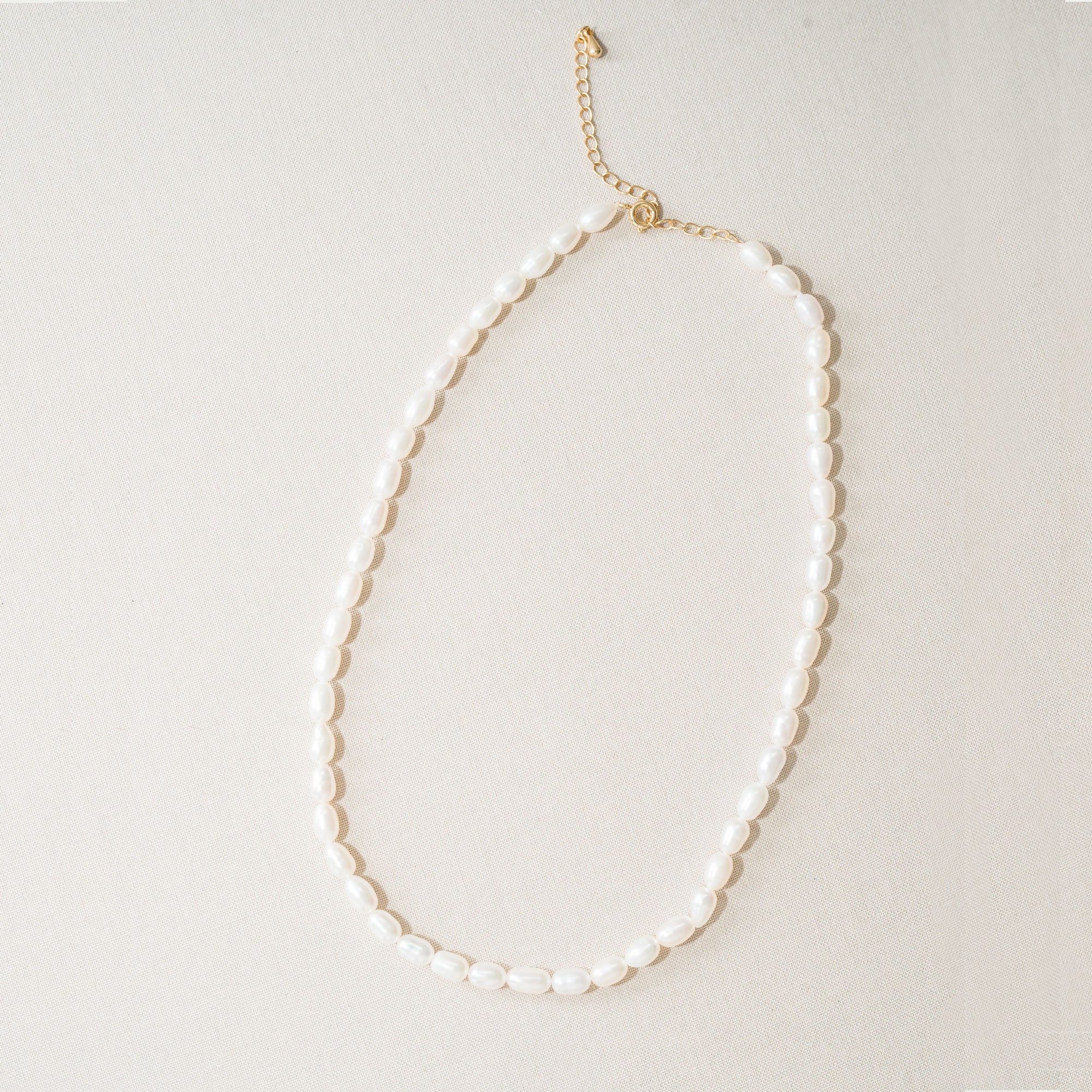Freshwater rice pearl necklace (18k gold plated sterling silver) | Aria ... Freshwater rice pearl necklace (18k gold plated sterling silver) | Aria ...