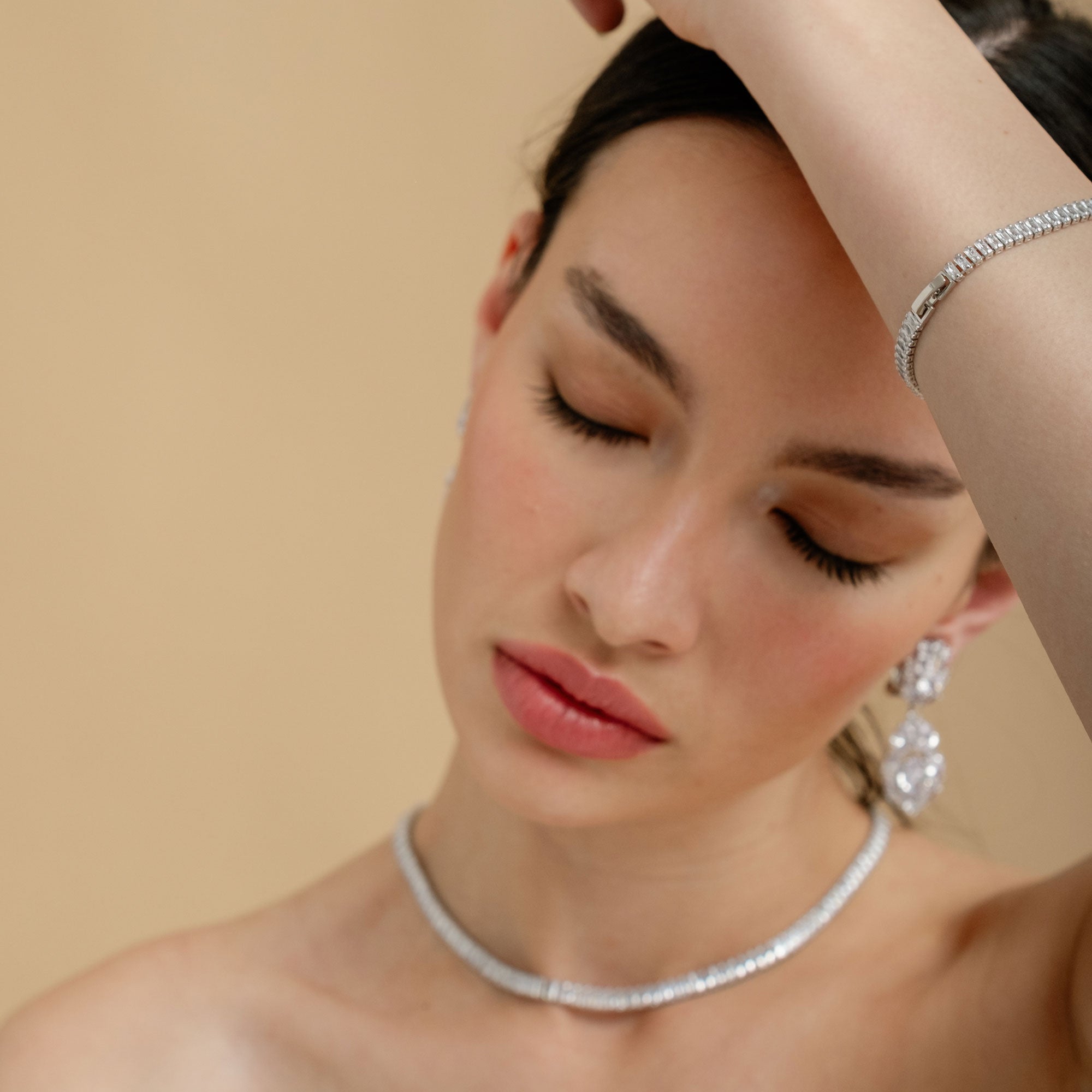 Agathe crystal baguette tennis necklace | Aria – Liberty in Love