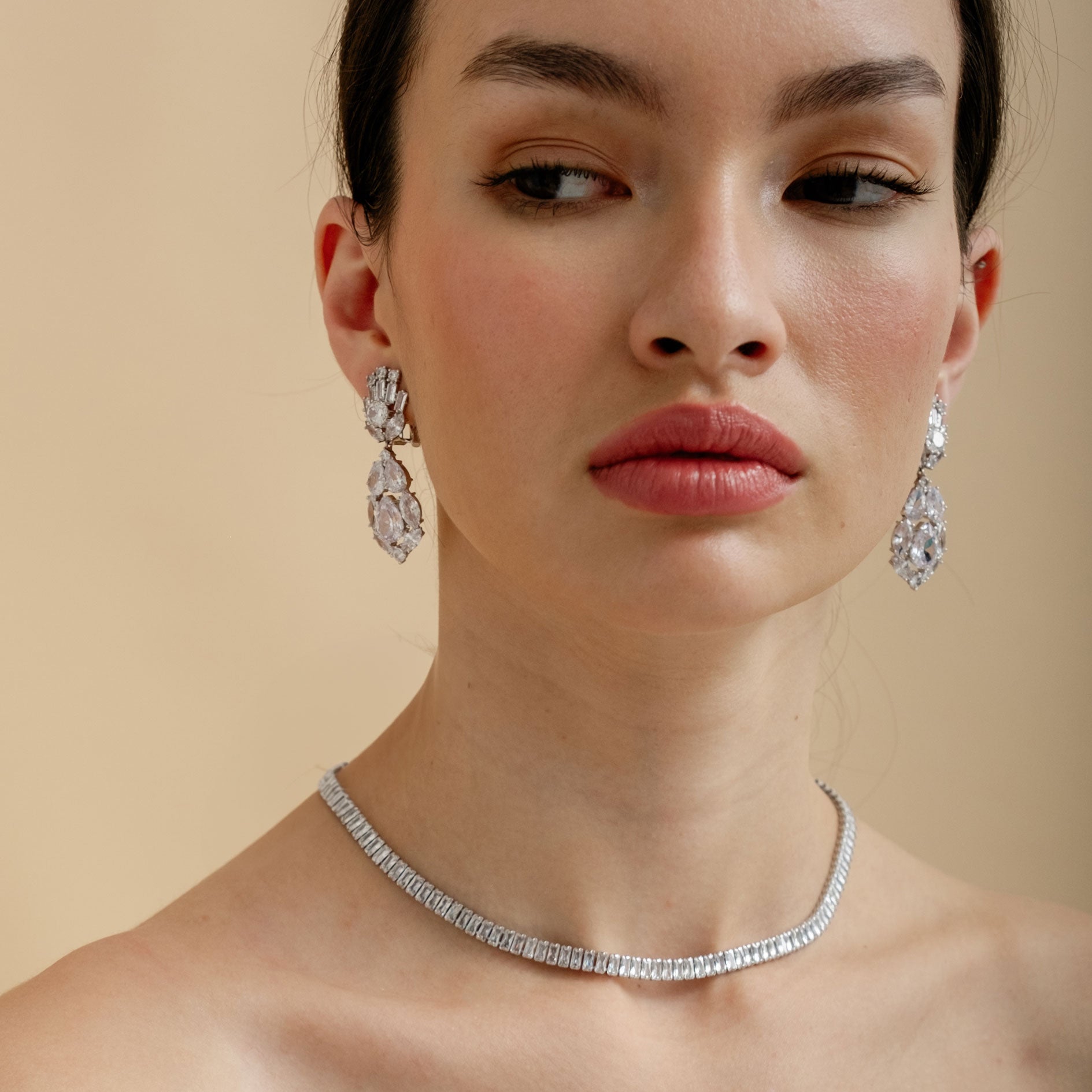 Agathe crystal baguette tennis necklace | Aria – Liberty in Love