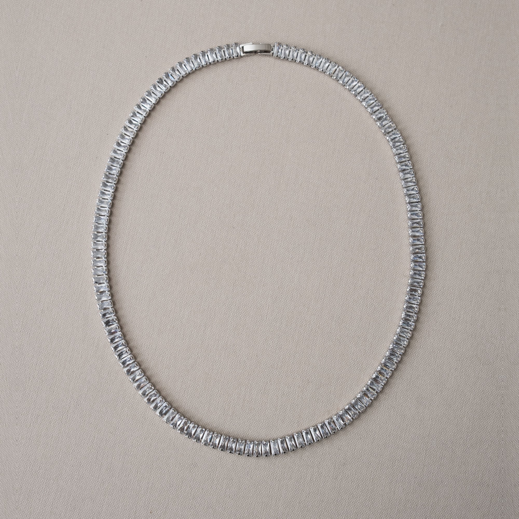 Agathe crystal baguette tennis necklace | Aria – Liberty in Love