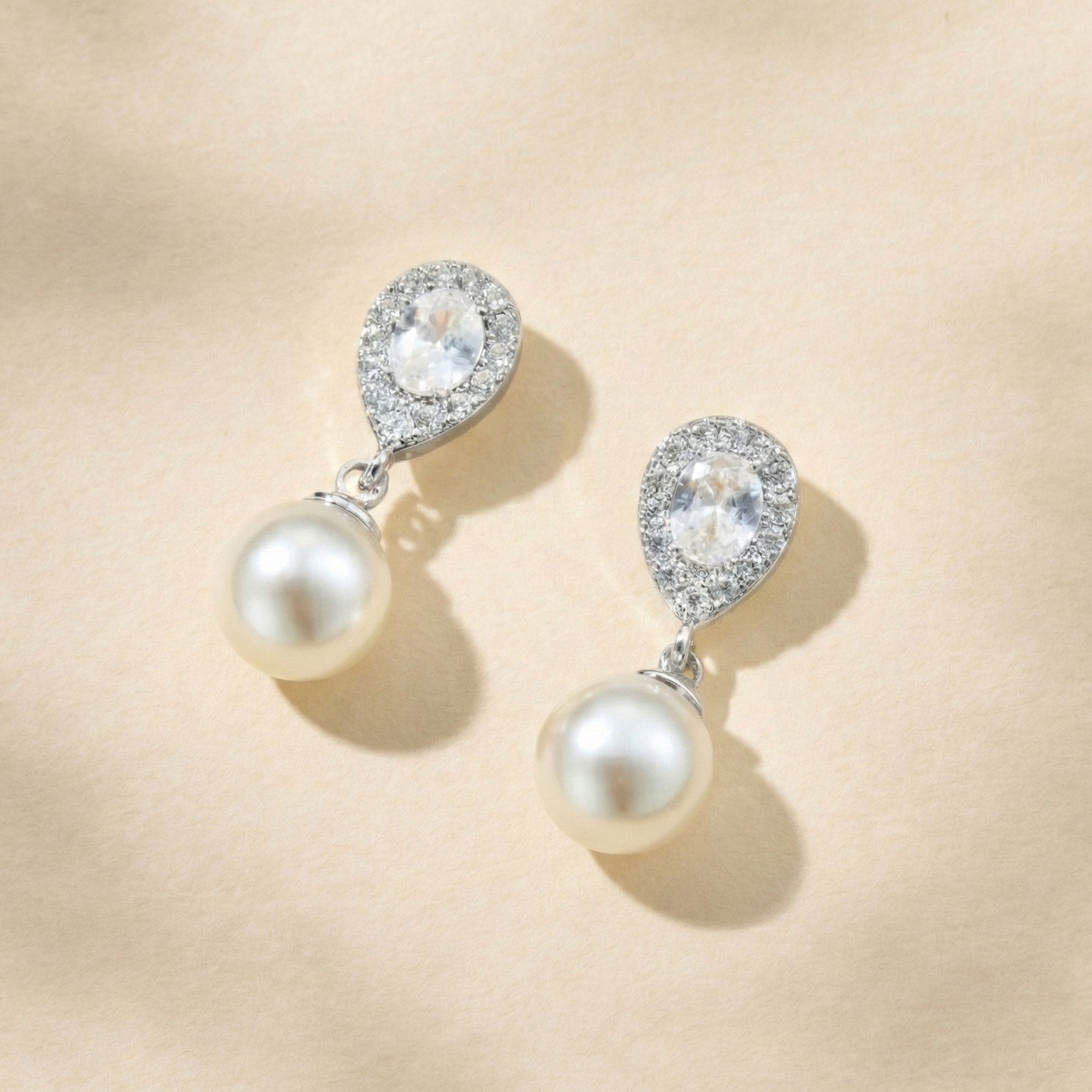 Coco pearl drop earrings and necklace set (silver) | Liberty in Love