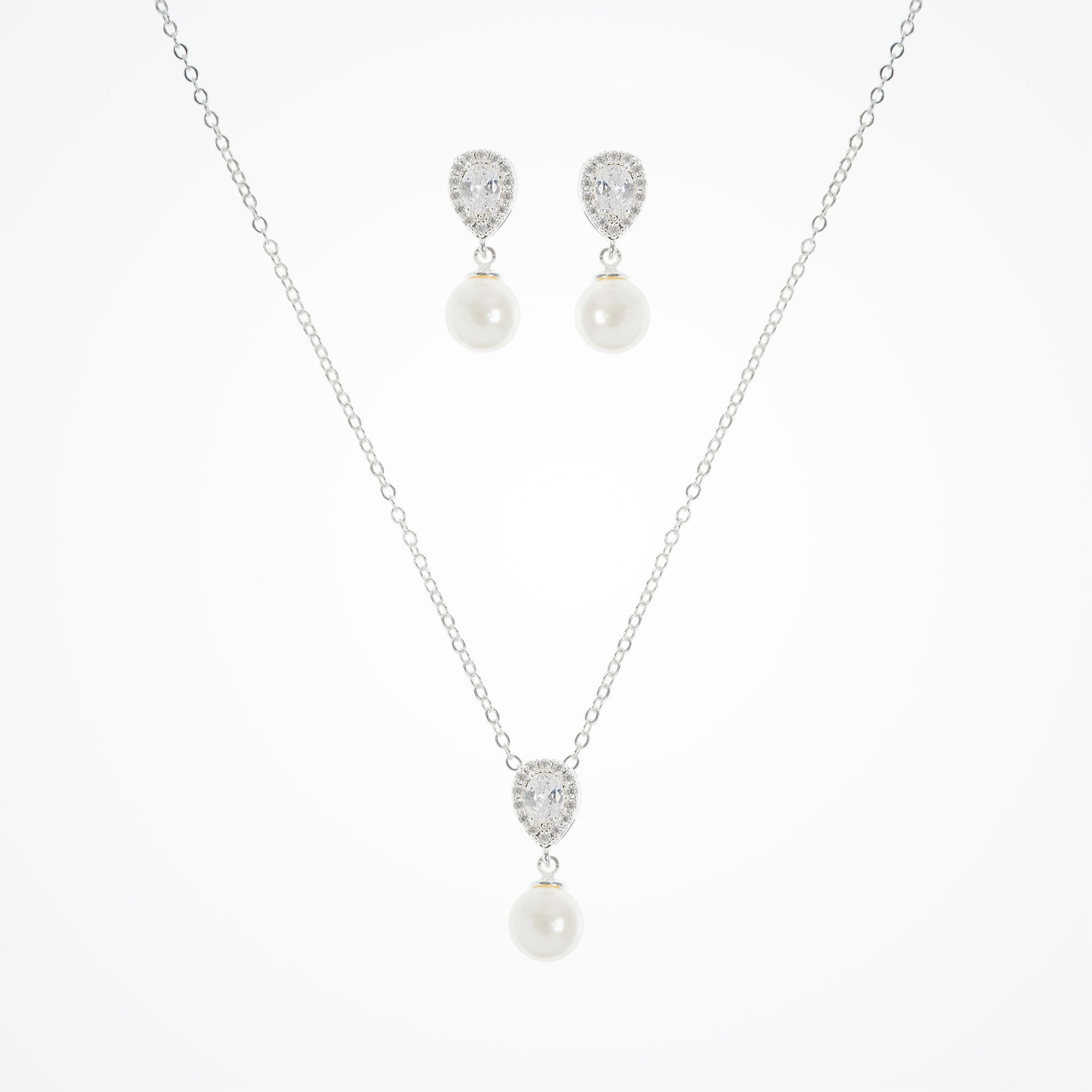 Coco pearl drop earrings and necklace set (silver) | Liberty in Love
