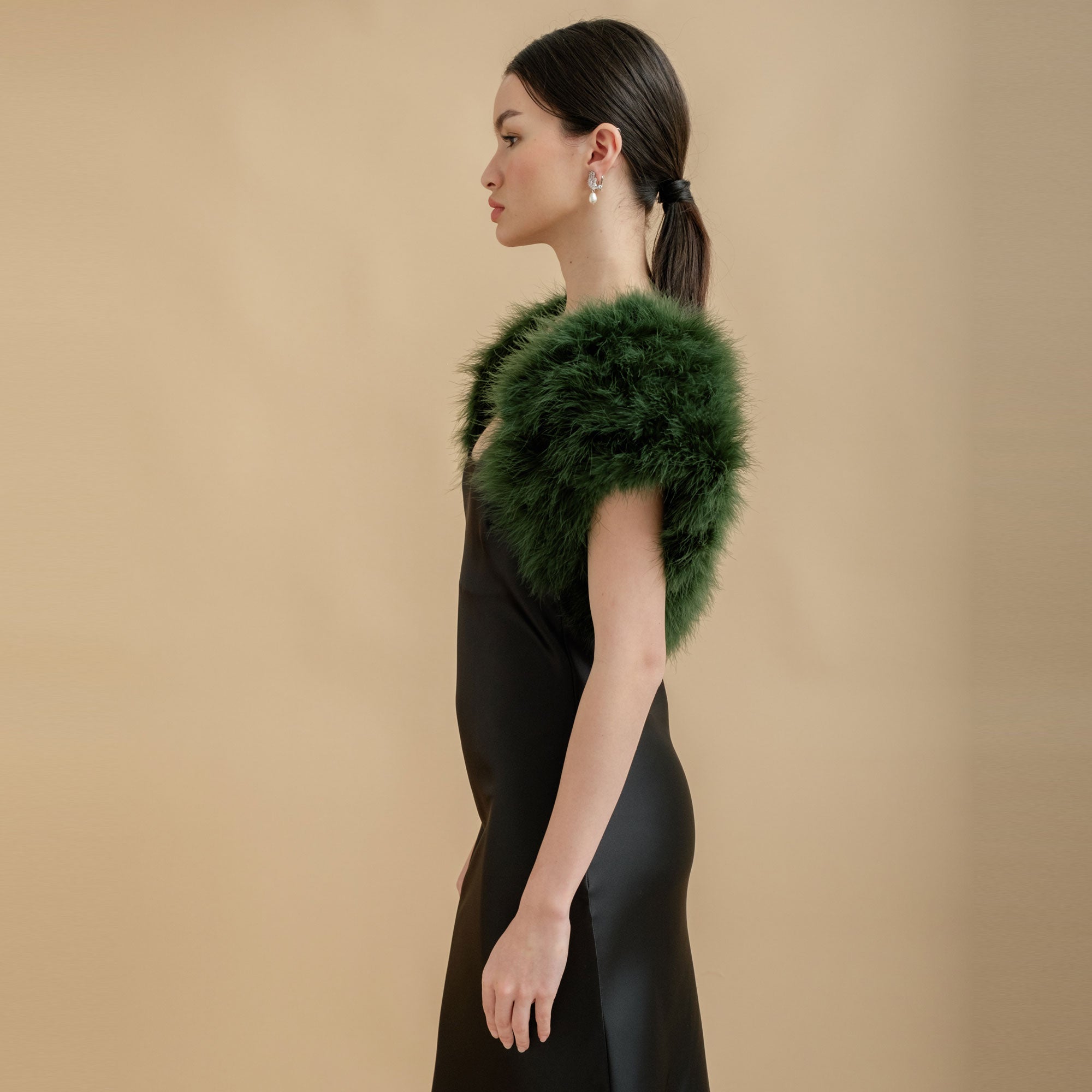 Forest green feather bridal bolero | Dark green feather shrug – Liberty ...