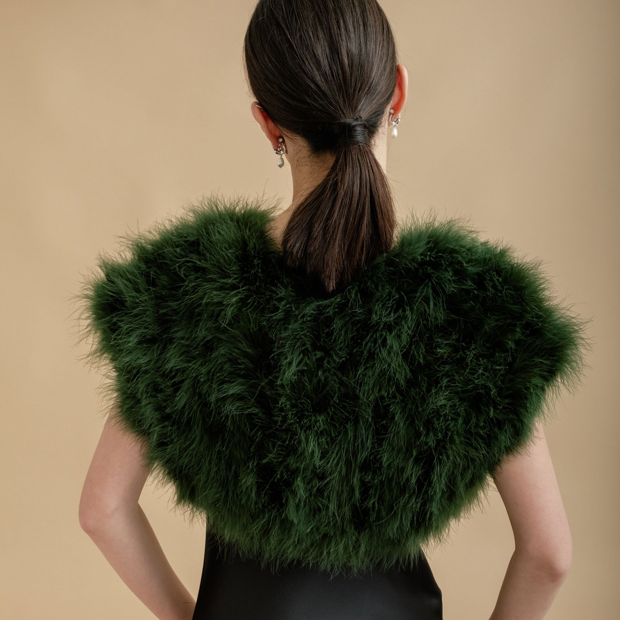 Forest green feather bridal bolero | Dark green feather shrug – Liberty ...