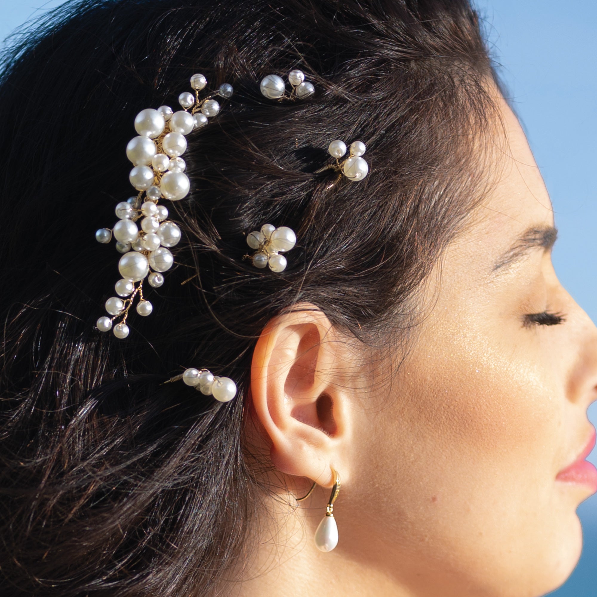 Harper gold pearl comb hair pins (set of 5) | Ivory & Co – Liberty in Love