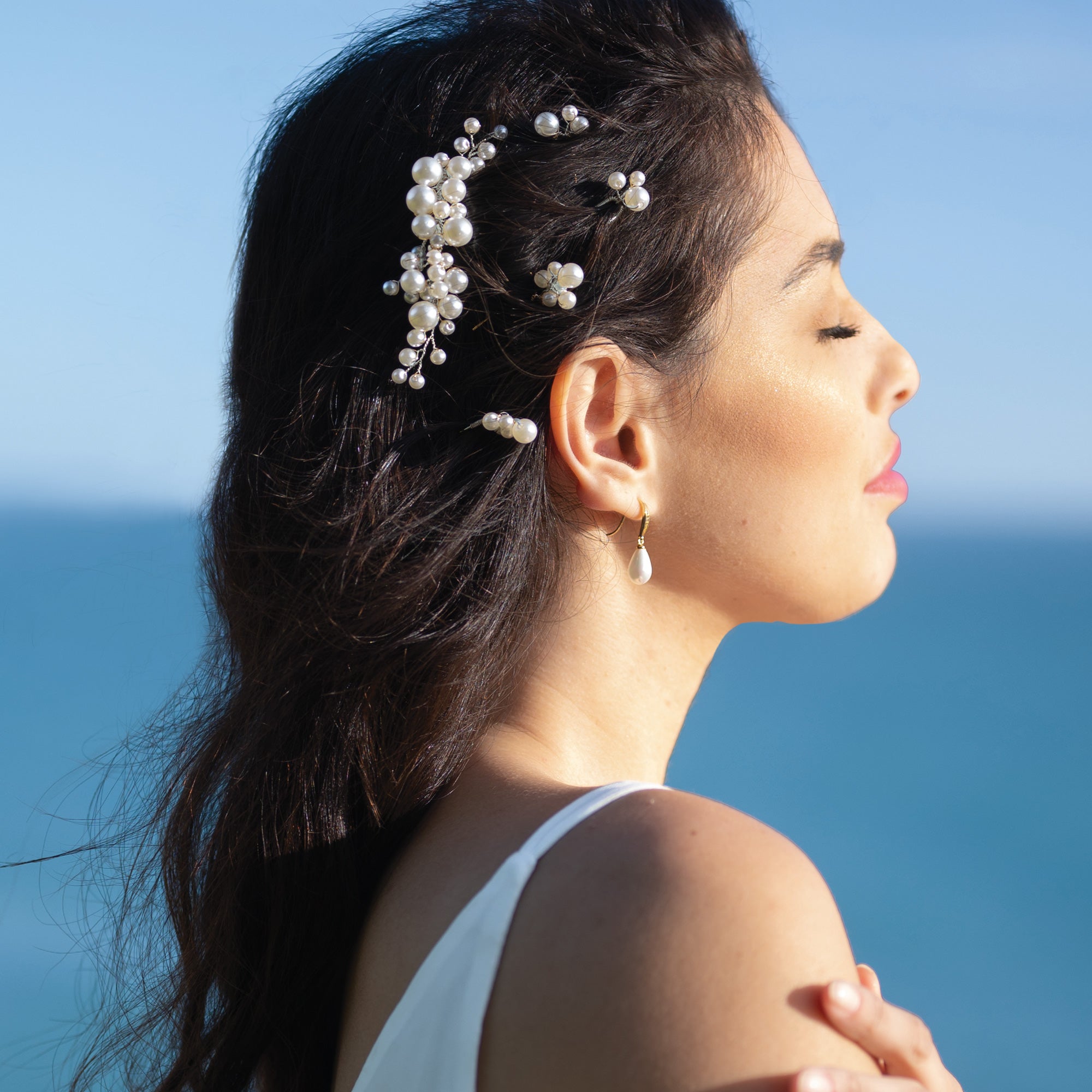 Harper silver pearl hair comb and pins (set of 5) | Ivory & Co ...