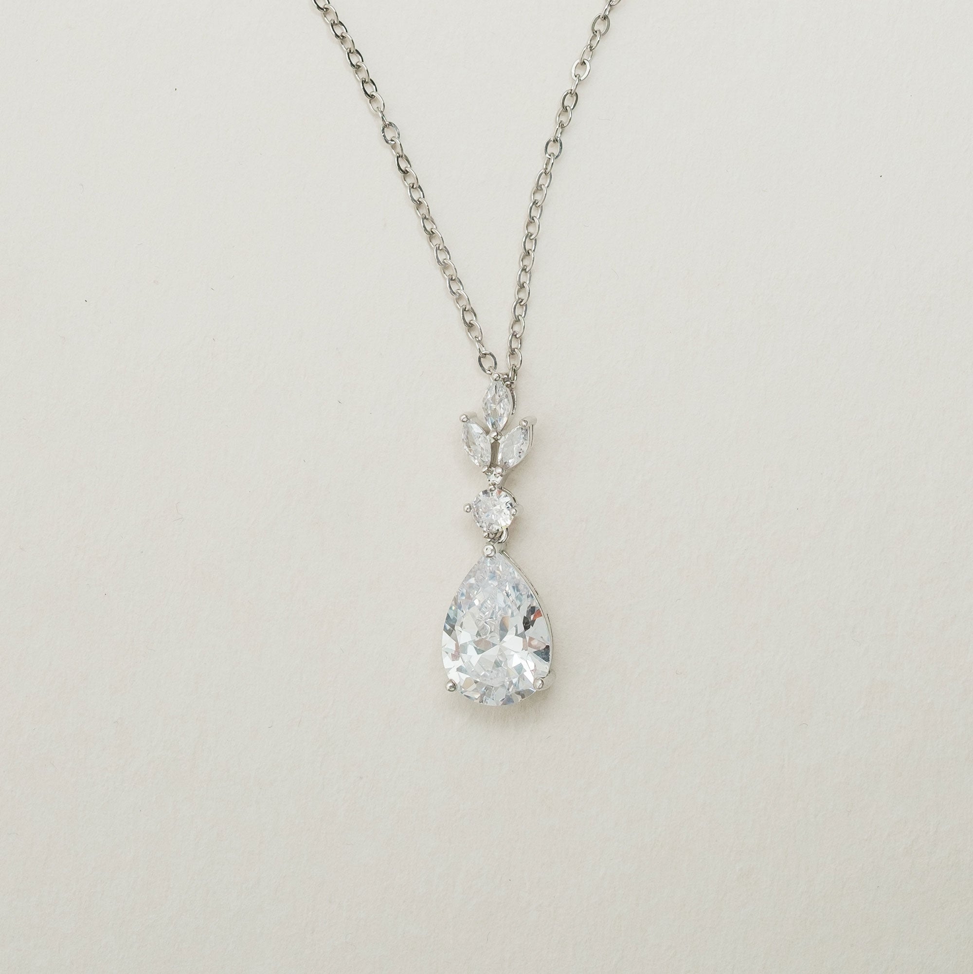 Rae teardrop floral crystal pendant necklace (silver) | Aria – Liberty ...