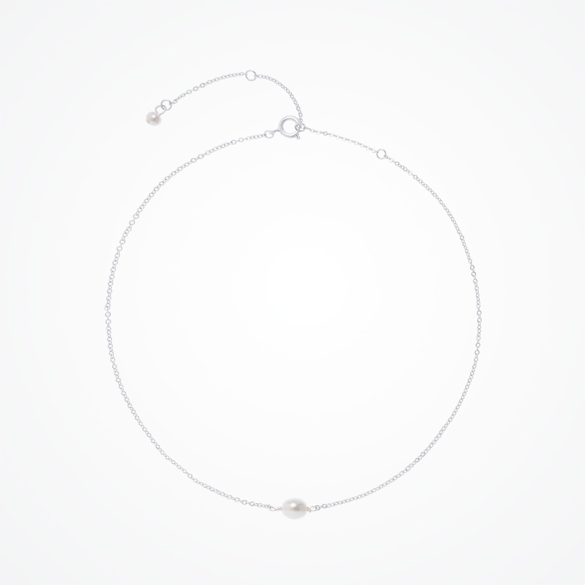 Single pearl choker necklace (silver) | Aria – Liberty in Love