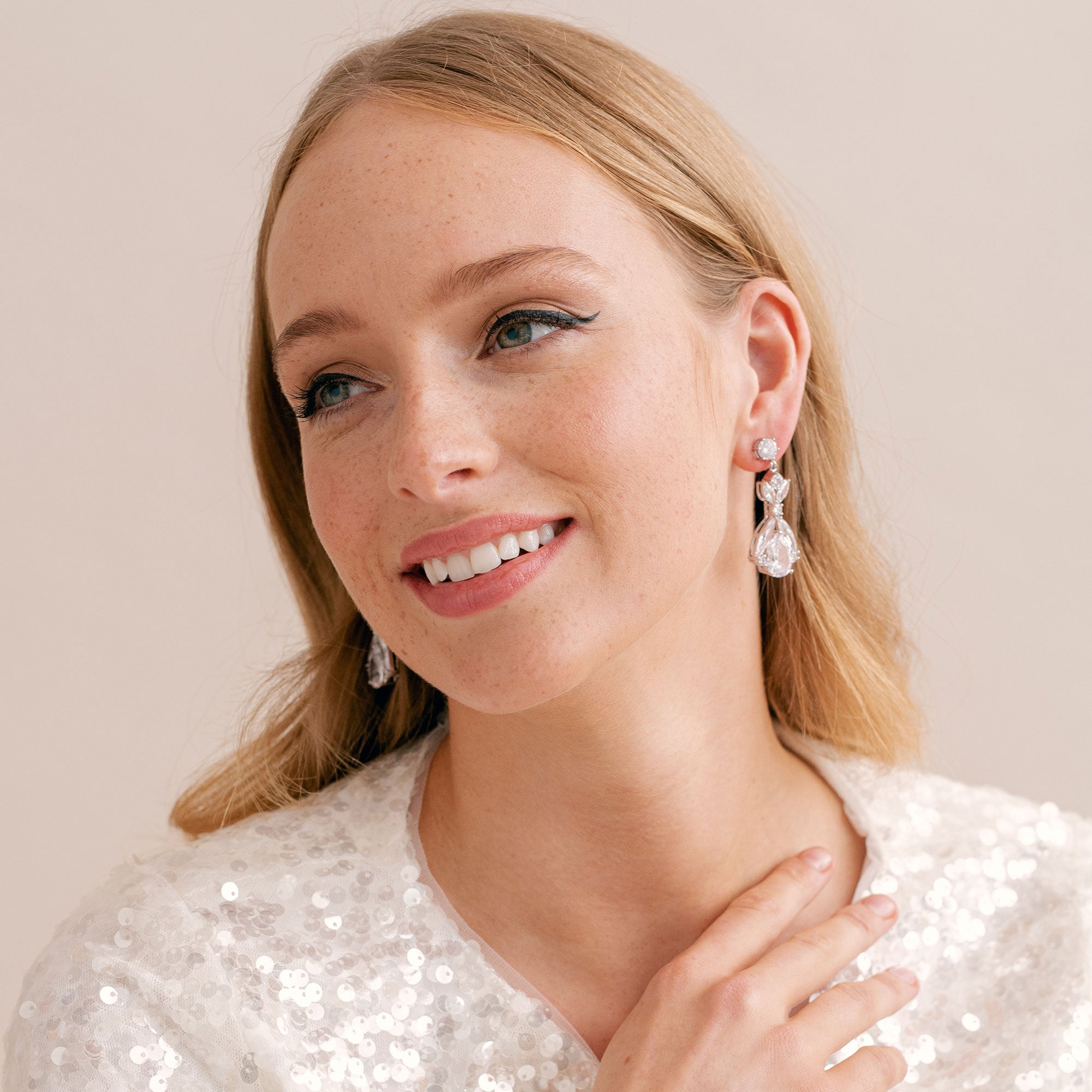 Splayed crystal floral drop earrings | Amaya – Liberty in Love
