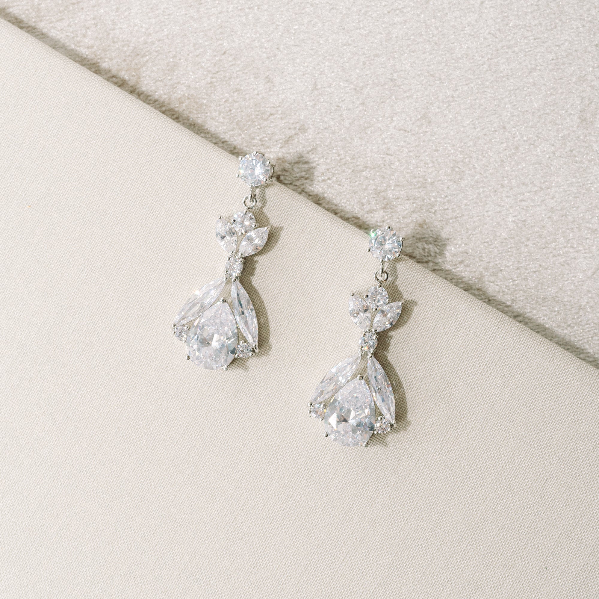 Splayed crystal floral drop earrings | Amaya – Liberty in Love