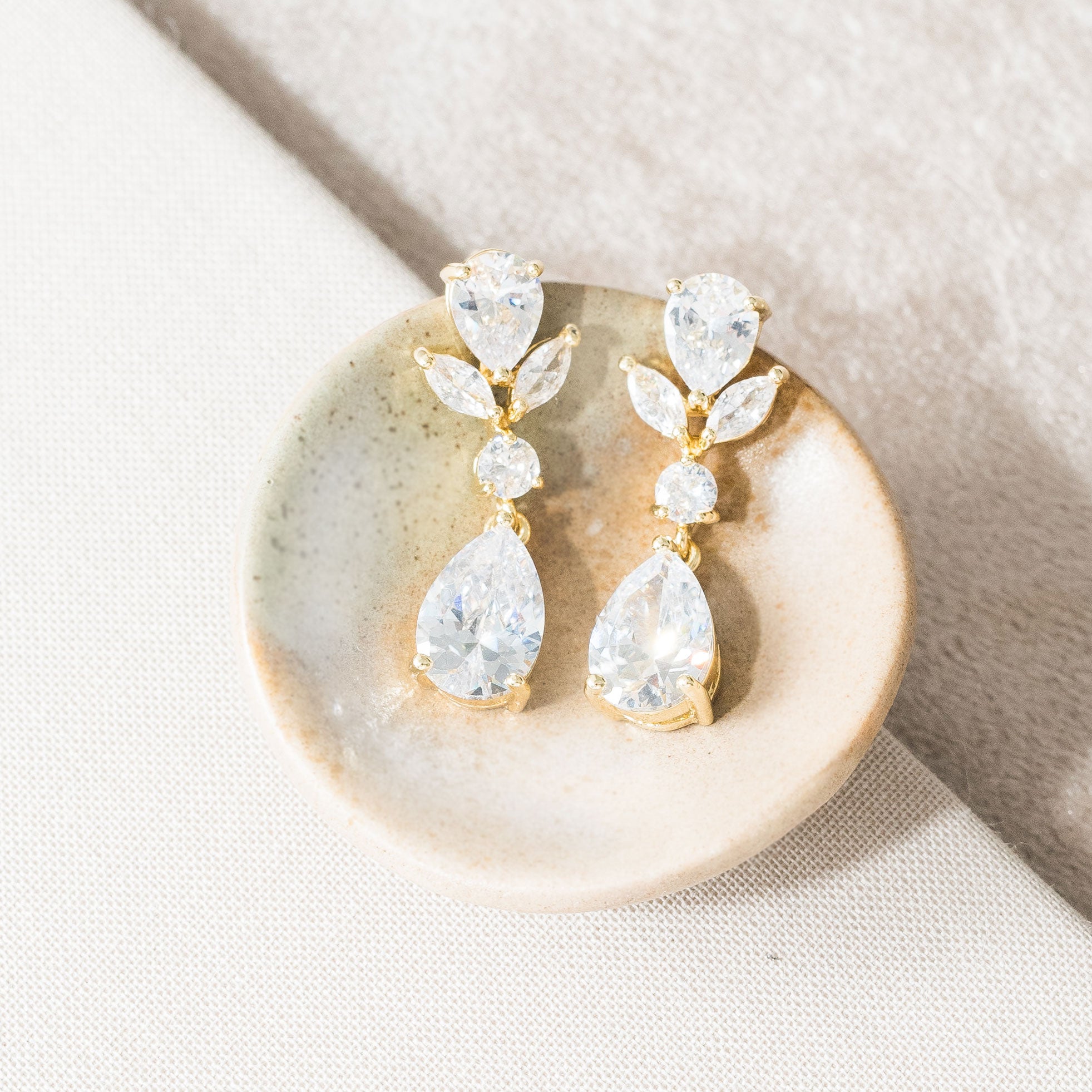 Crystal teardrop earrings (gold) | Aurora – Liberty in Love