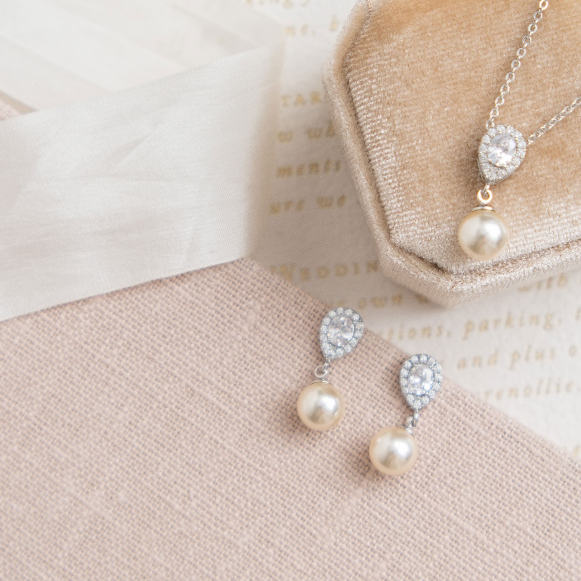Coco pearl drop earrings and necklace set (silver) | Liberty in Love