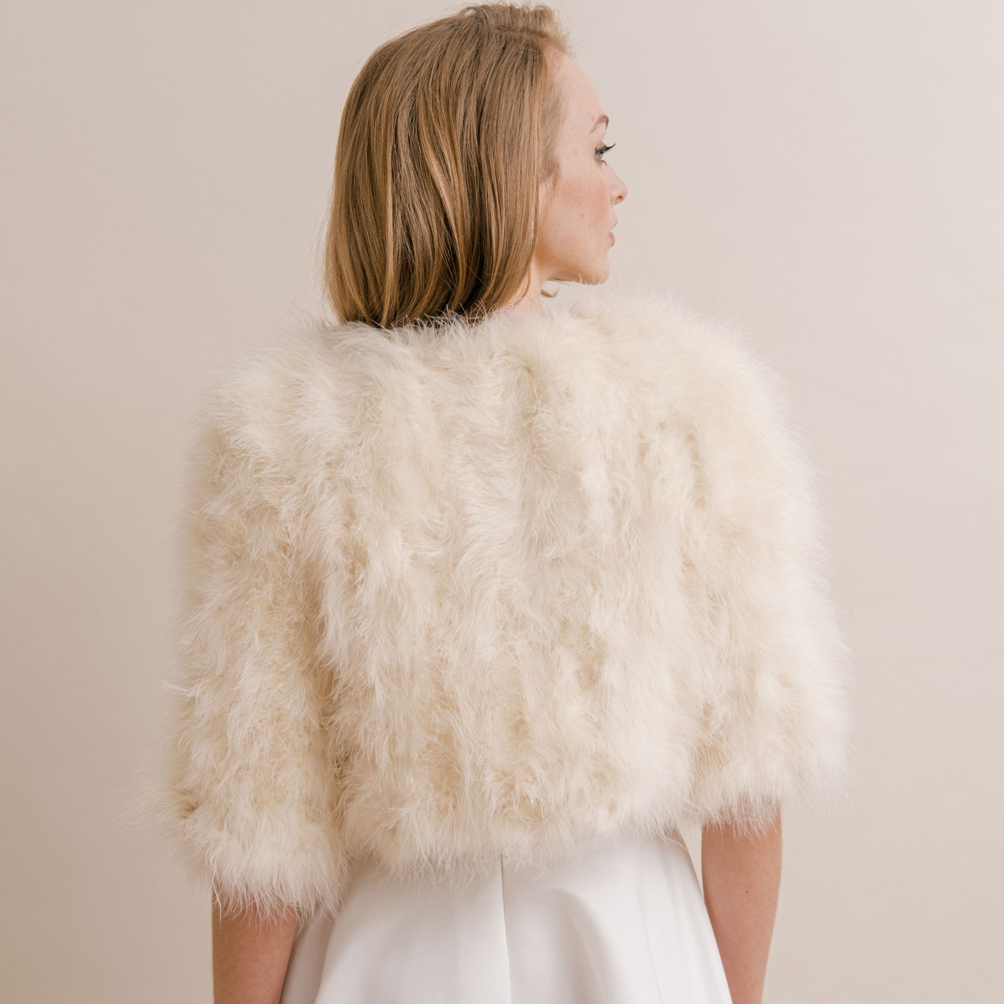 Cream Cropped Feather Bridal Jacket | Liberty In Love – Liberty in Love