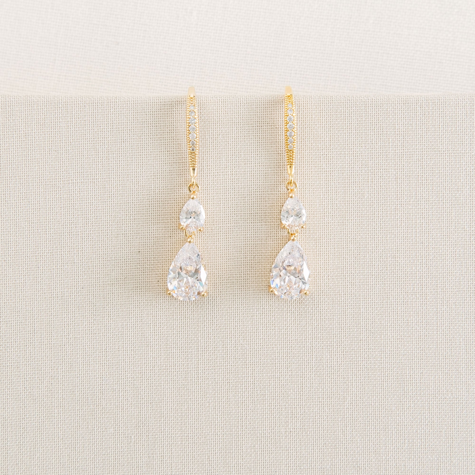 Detroit crystal double drop earrings (gold) | Ivory & Co – Liberty in Love