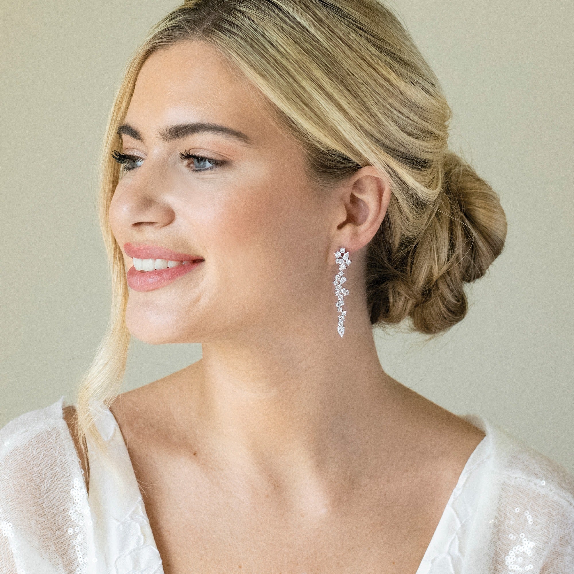 Islington crystal cluster drop earrings (silver) | Ivory & Co – Liberty ...