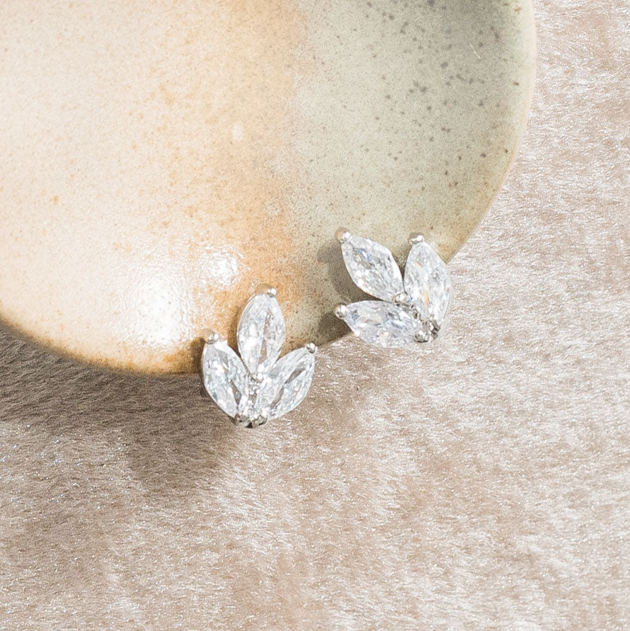 Clustered crystal bridal studs (silver) | Bridesmaids earrings | Mimi ...