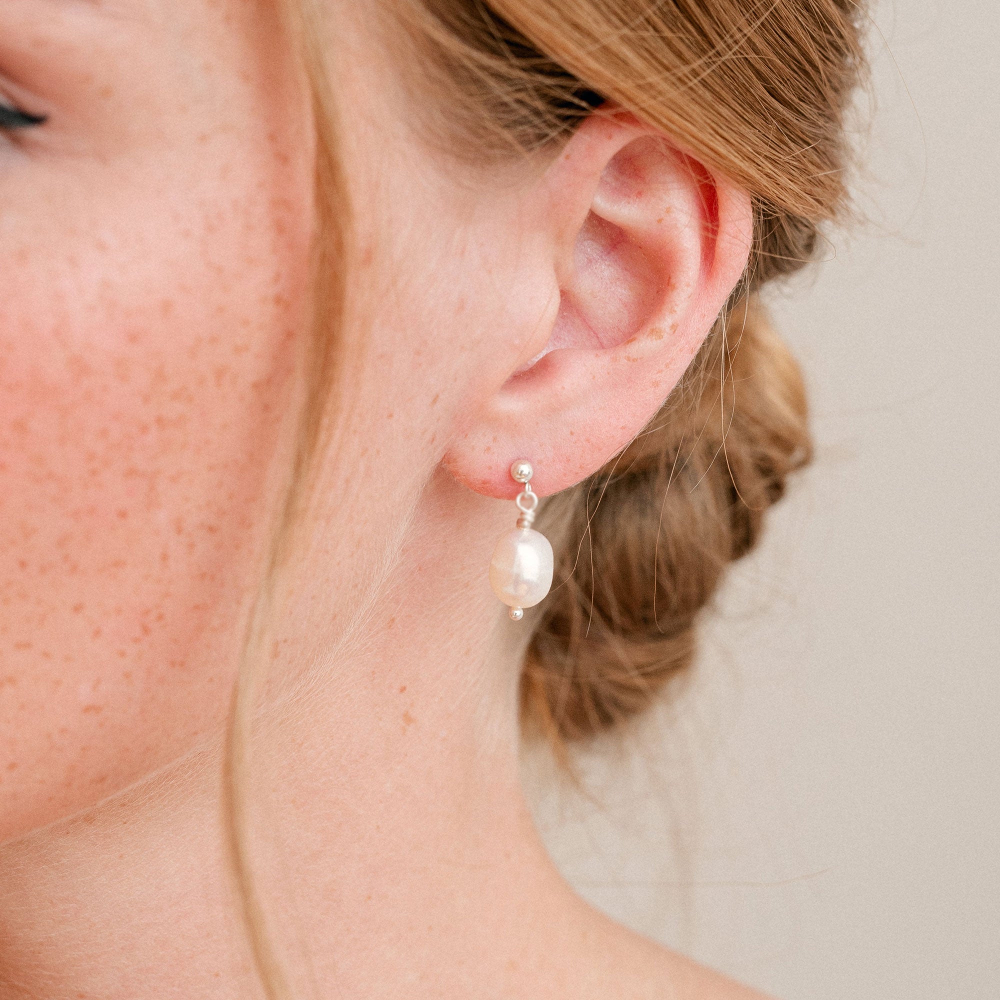 Mini pearl drop stud earrings (silver) | Arianna Bespoke – Liberty in Love