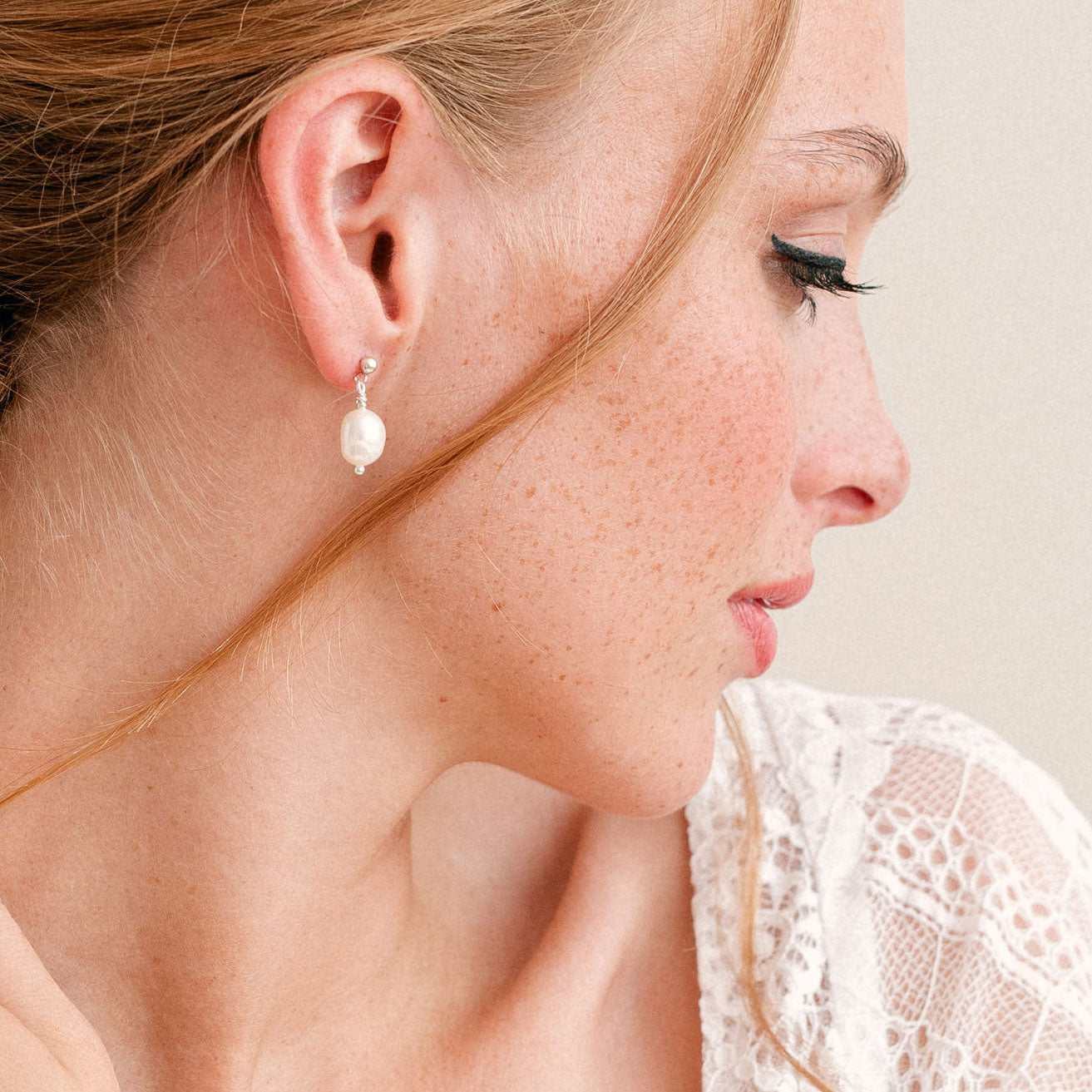 Mini pearl drop stud earrings (silver) | Arianna Bespoke – Liberty in Love
