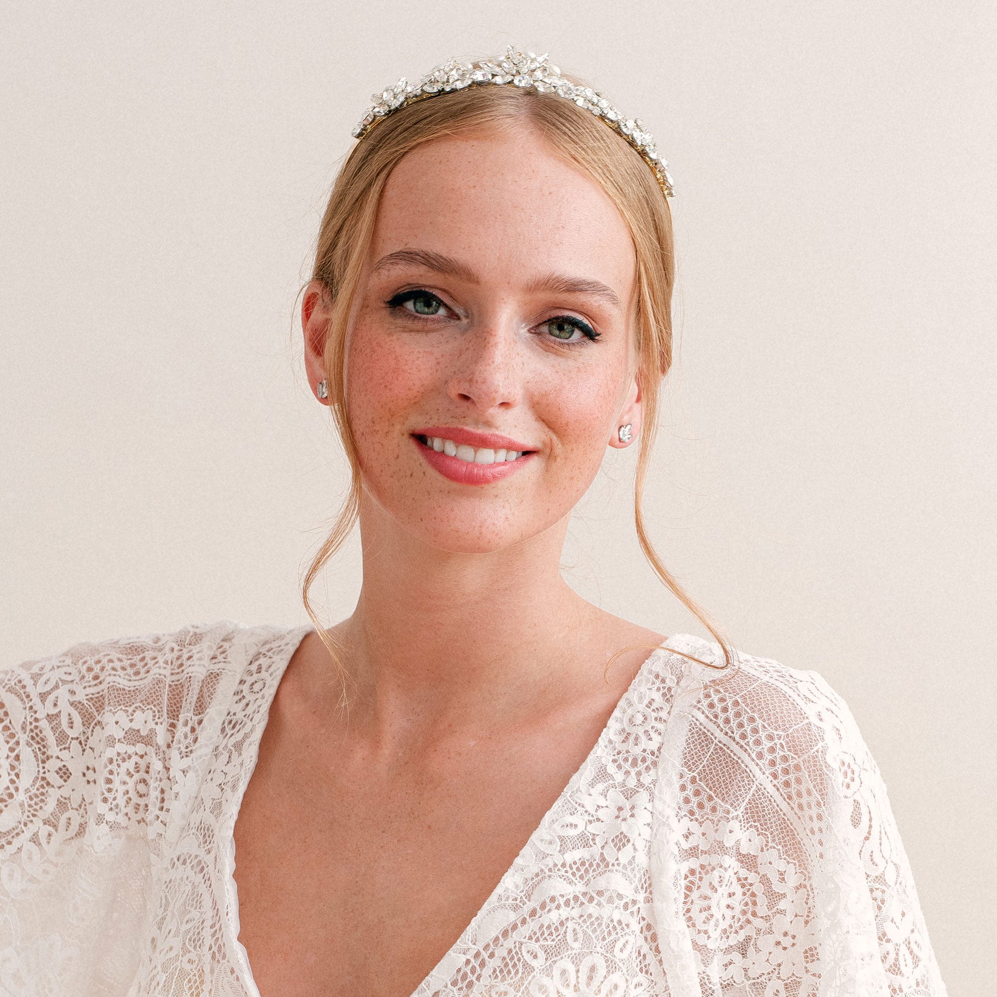 Dainty navette and freshwater pearl tiara (gold) | Arianna Bespoke ...