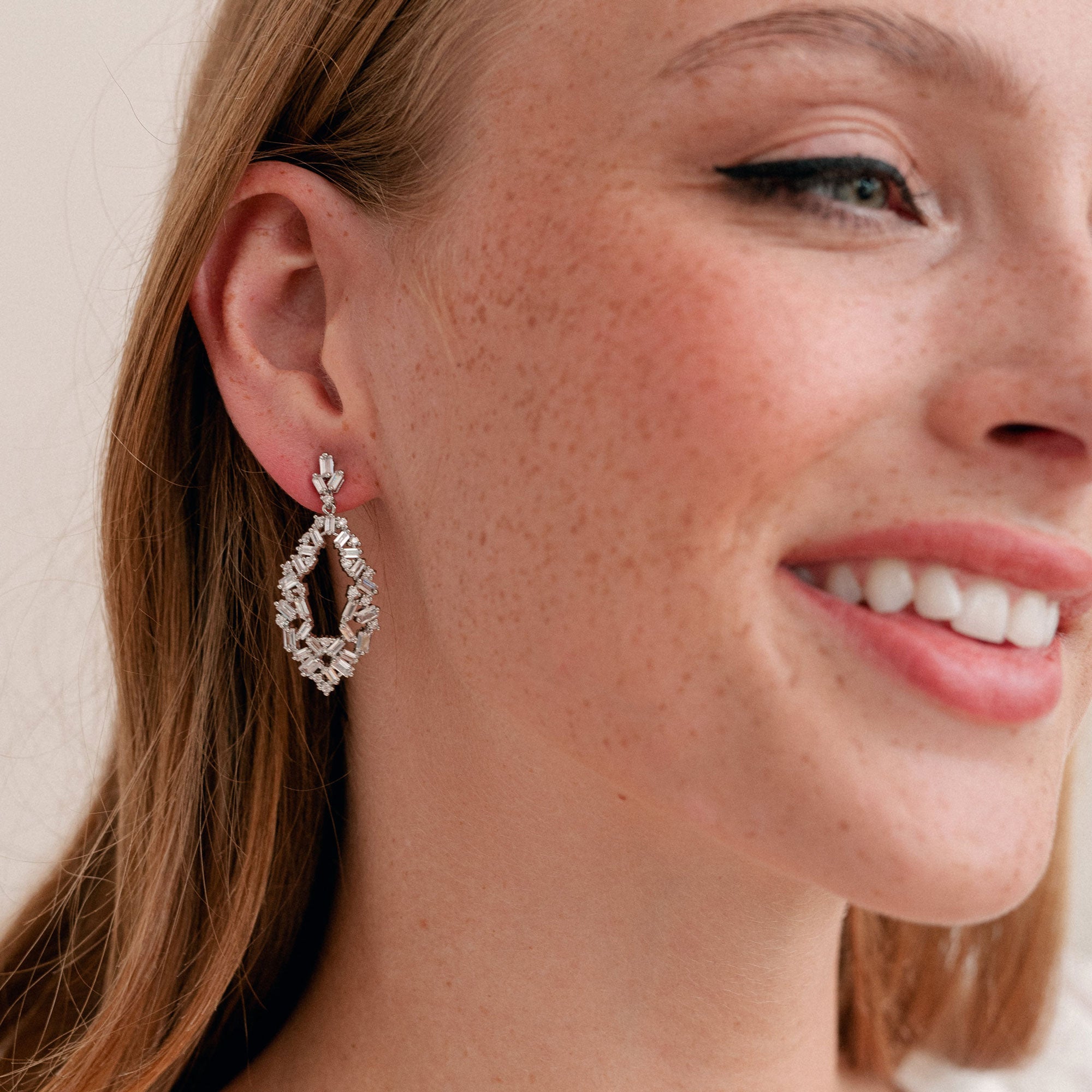 Crystal baguette loop drop earrings | Payton – Liberty in Love