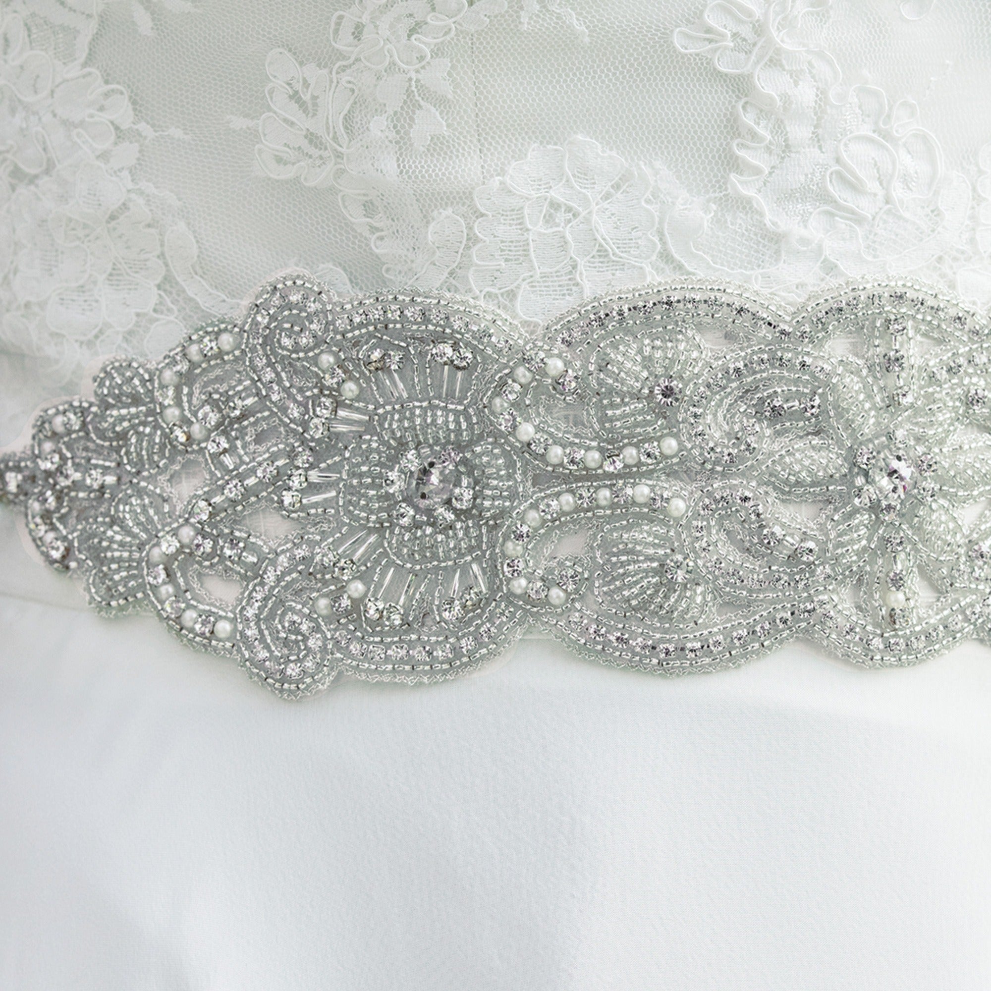 Pearl Gatsby Silver Crystal Embellished Belt | Ivory and Co – Liberty ...