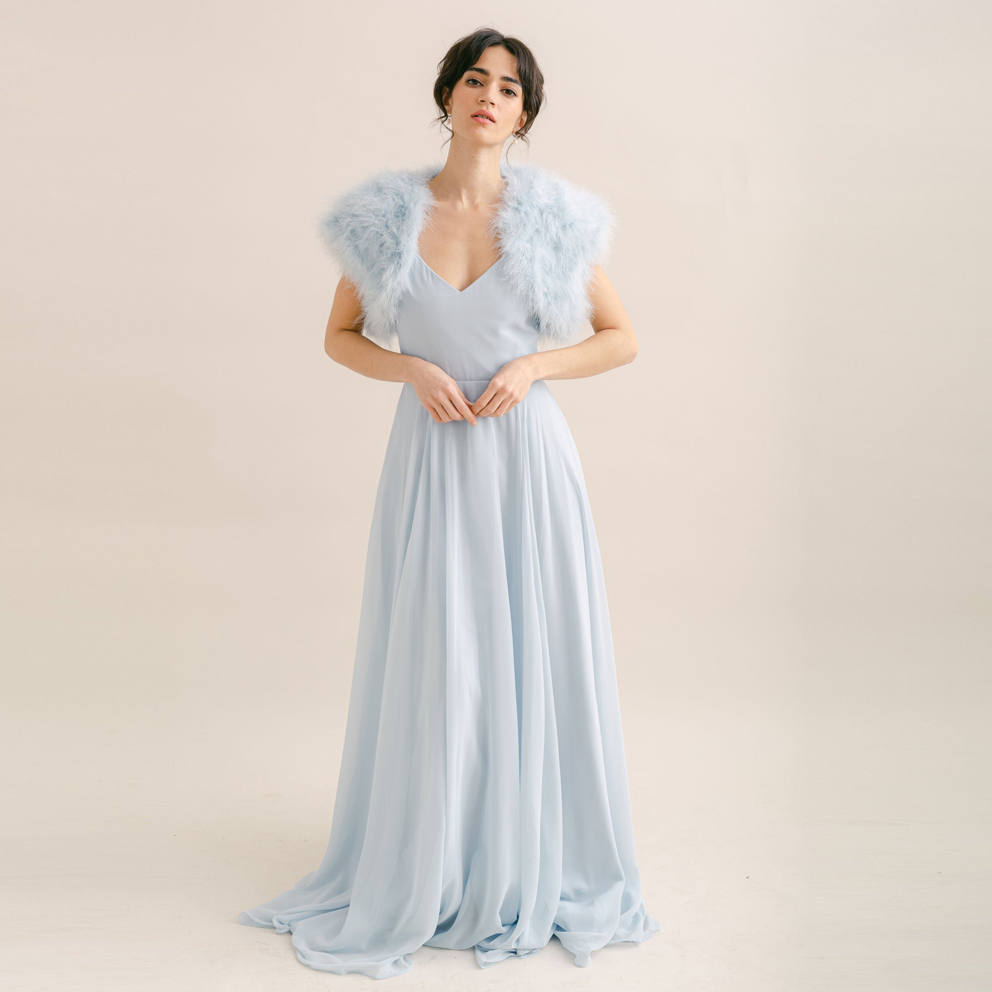 Powder blue feather bridal bolero | Pale blue marabou shrug – Liberty ...
