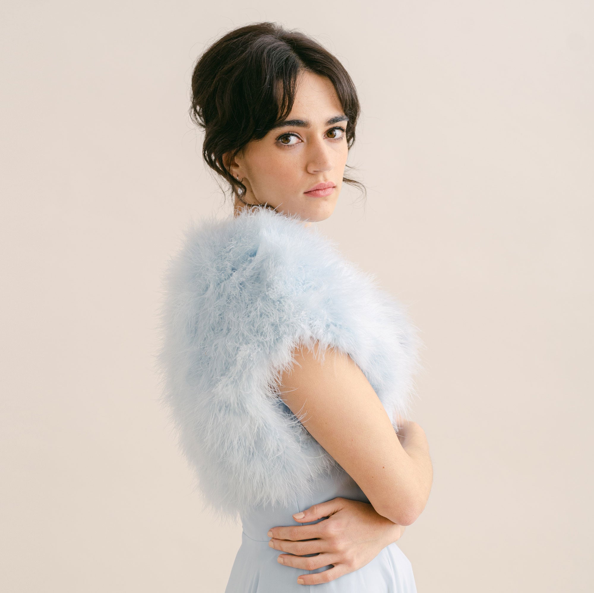 Powder blue feather bridal bolero | Pale blue marabou shrug – Liberty ...