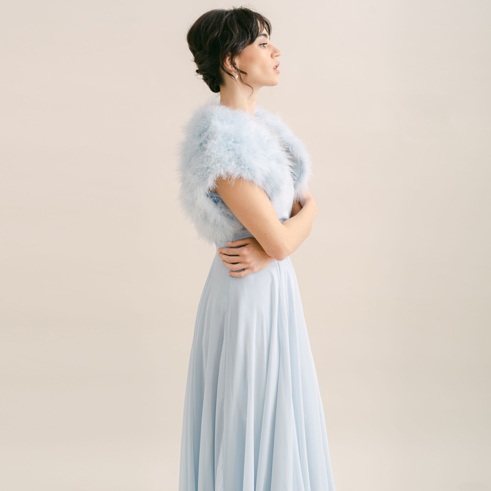 Powder blue feather bridal bolero | Pale blue marabou shrug – Liberty ...