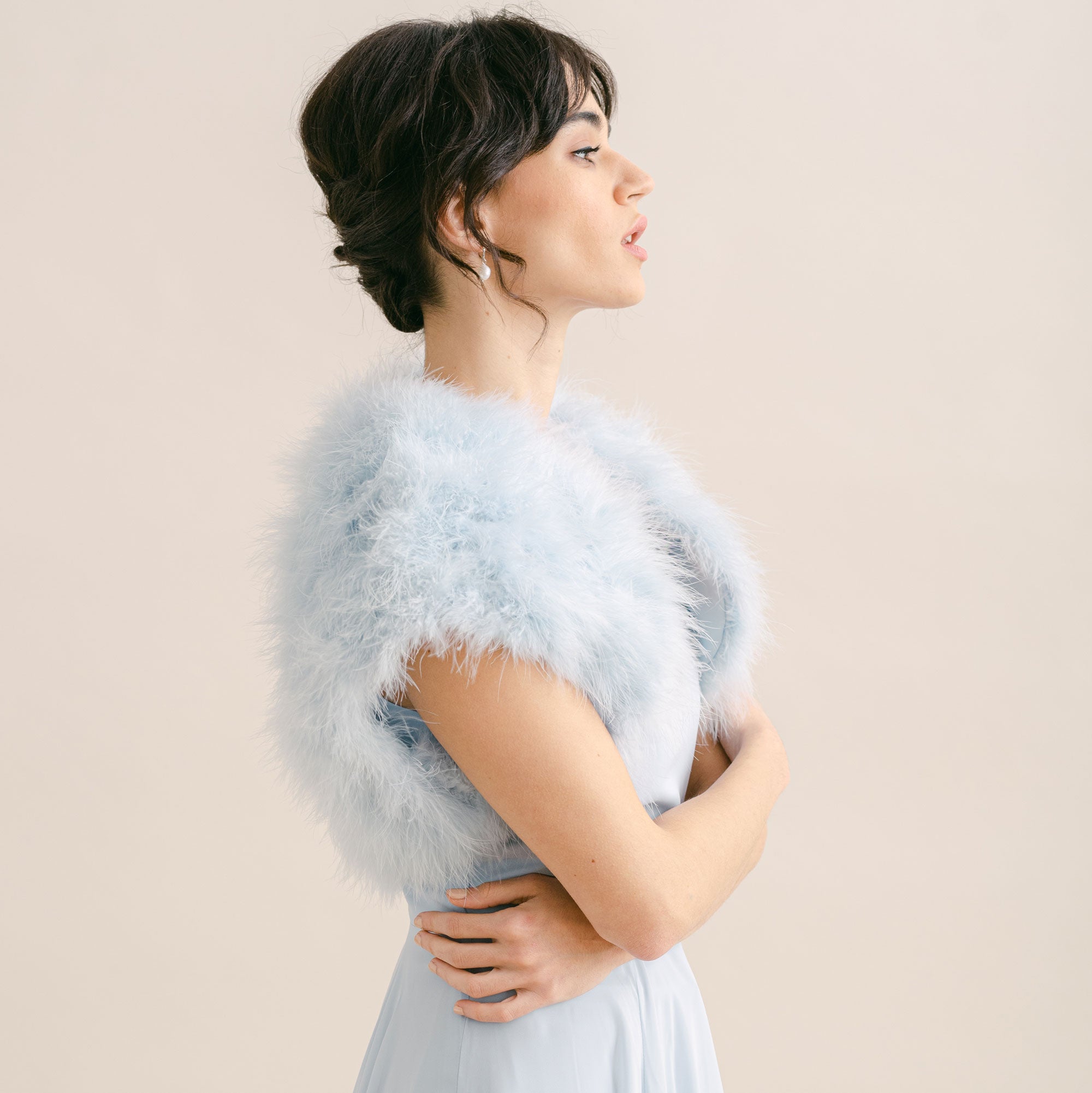 Powder blue feather bridal bolero | Pale blue marabou shrug – Liberty ...