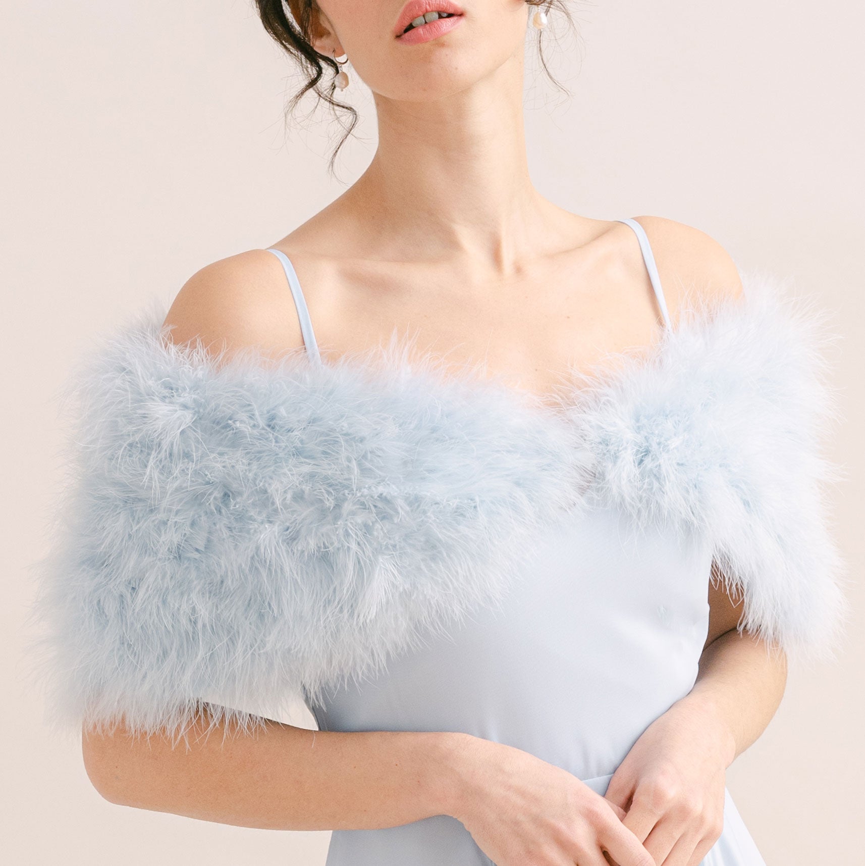 Powder blue feather bridal stole | Pale blue feather wrap – Liberty in Love