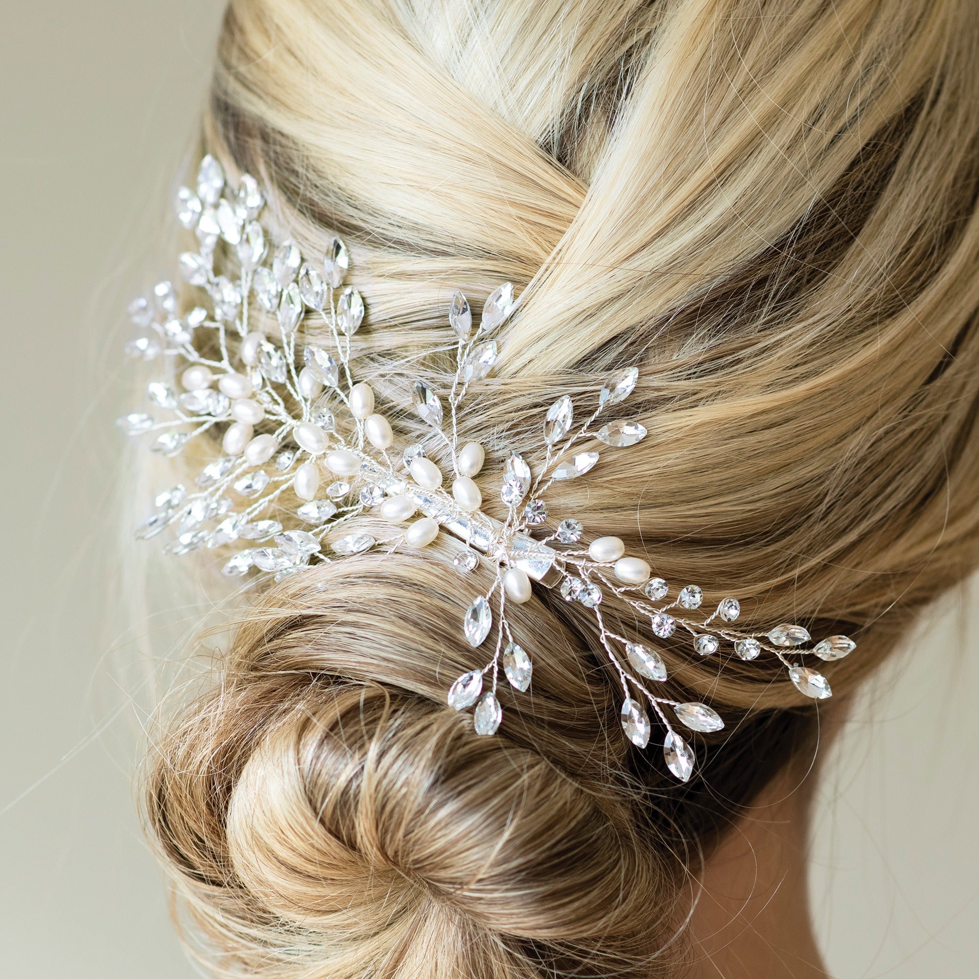 Pearl serenade crystal spray clip | Silver | Ivory & Co – Liberty in Love