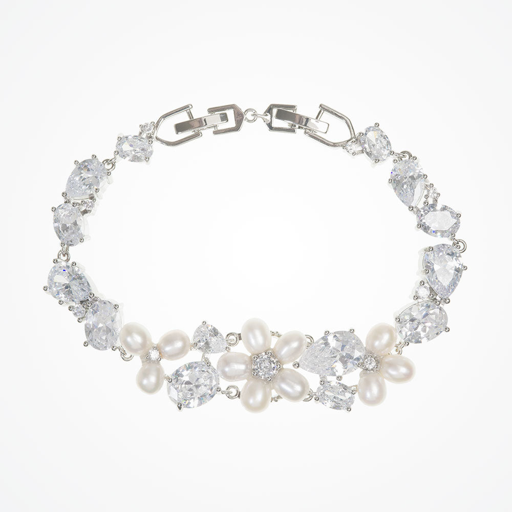 Freshwater pearl floral and crystal bracelet | Adeline – Liberty in Love