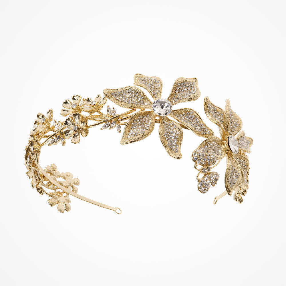 Grecian bridal headband | Athena gold-plated floral headpiece | Ivory ...