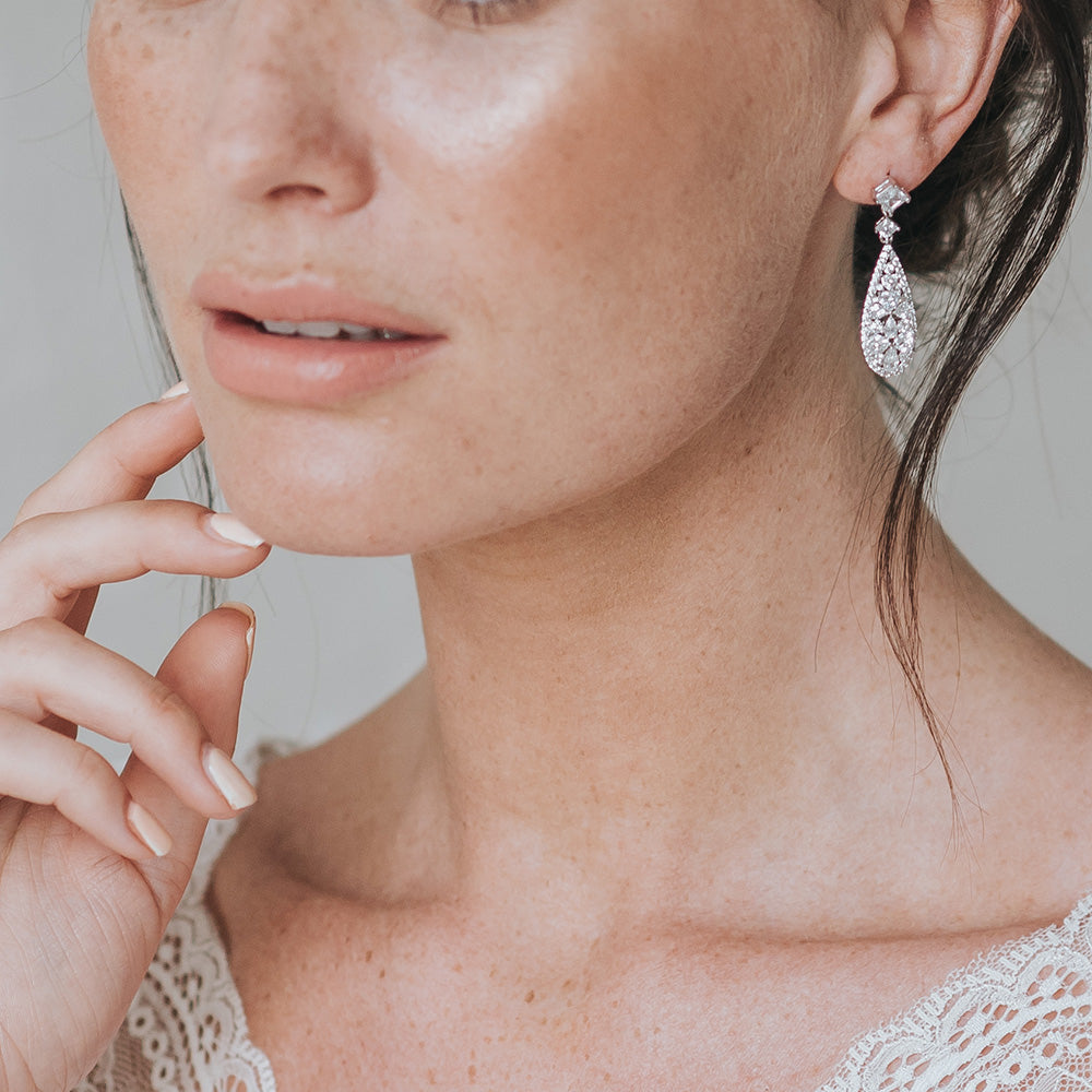 Crystal floral teardrop earrings | Lily Bella – Liberty in Love