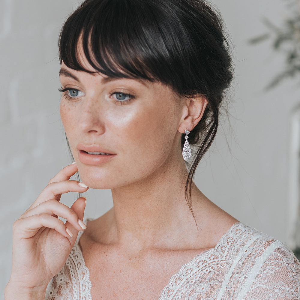 Crystal floral teardrop earrings | Lily Bella – Liberty in Love