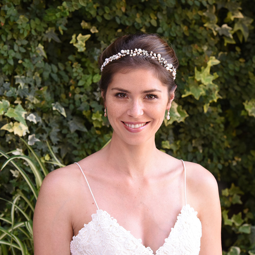 Rose gold pearl and crystal hair vine | Eleanora | Ivory and Co ...