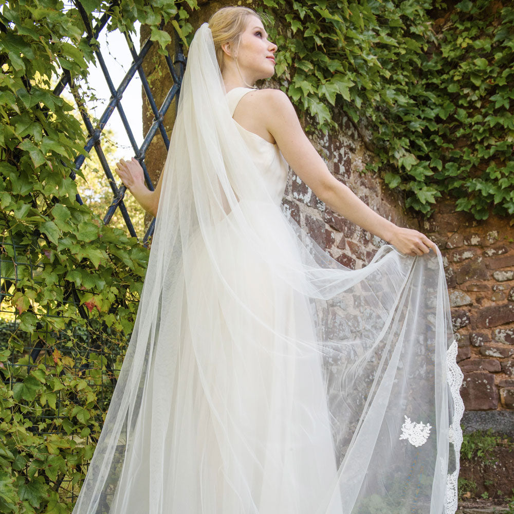 Lace edge train length veil | Lunaria | Joyce Jackson – Liberty in Love