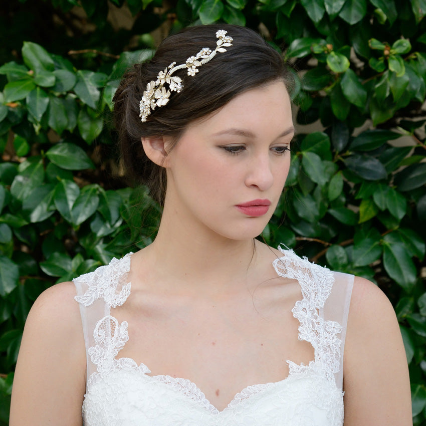 Gold-toned floral hairclip for chignon | Lydia | Ivory and Co – Liberty ...