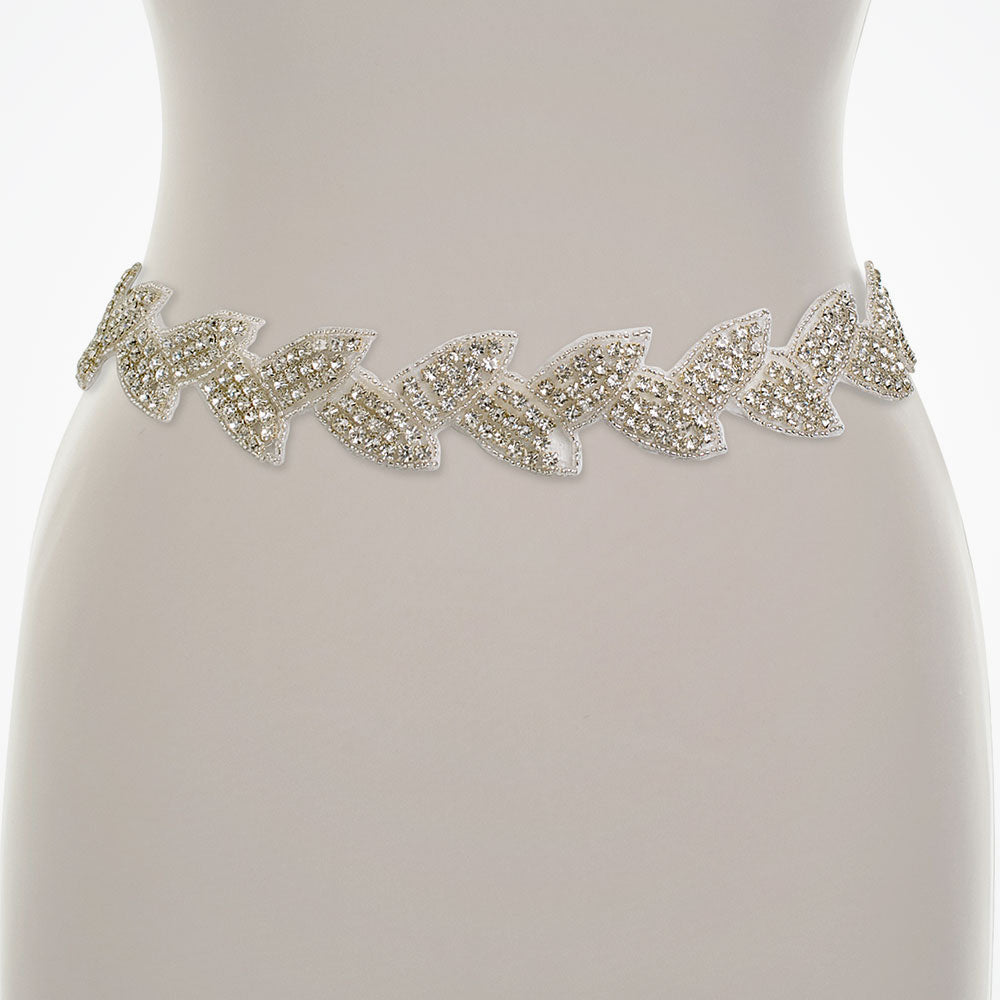 Crystal embellished leaves bridal belt | Polly belt | Lily Bella ...