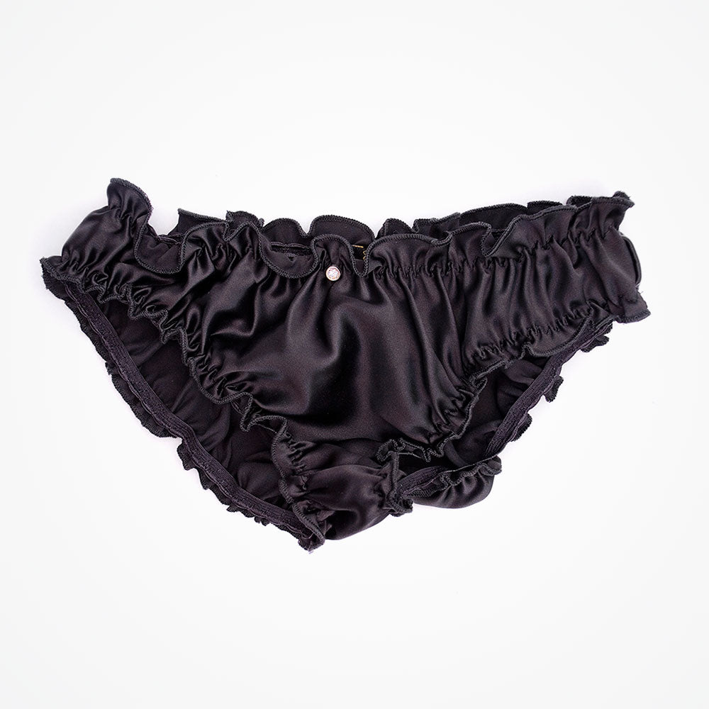 ‘The Mrs’ bridal knickers in black silk | Swarovski crystal black silk ...